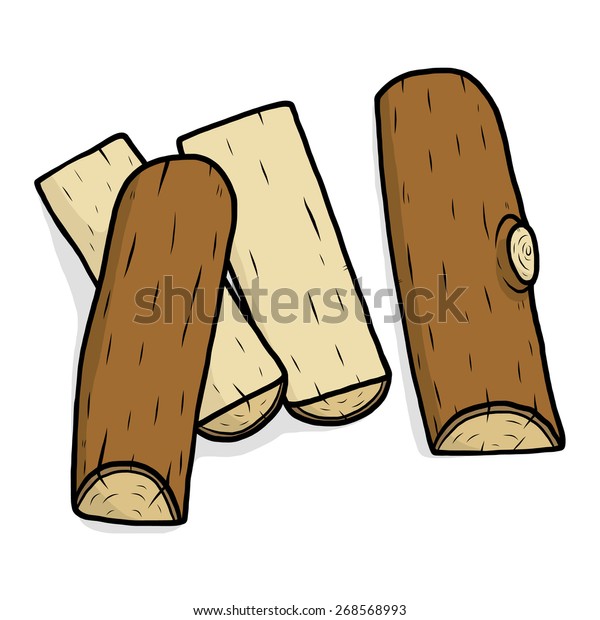 Firewood Cartoon Vector Illustration Hand Drawn Stok Vektör (Telifsiz ...