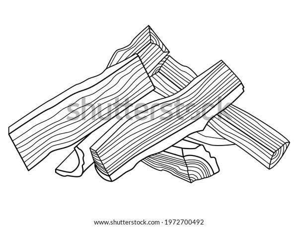 Firewood Vector Linear Picture Coloring Outline Stock Vector (Royalty ...