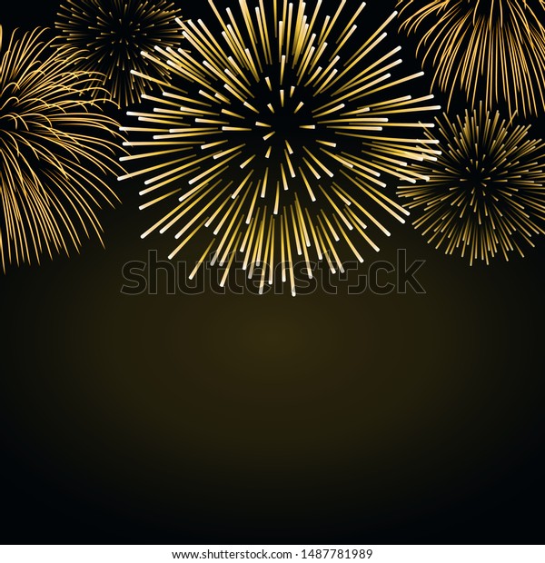 Firework Gold Sparkle Background Card Beautiful: เวกเตอร์สต็อก (ปลอดค่า ...