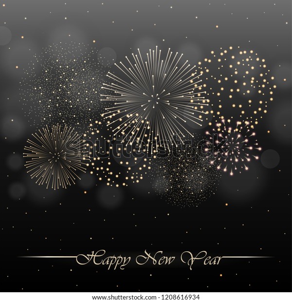 Firework Show On Grey Night Sky Stock Vector (Royalty Free) 1208616934 ...
