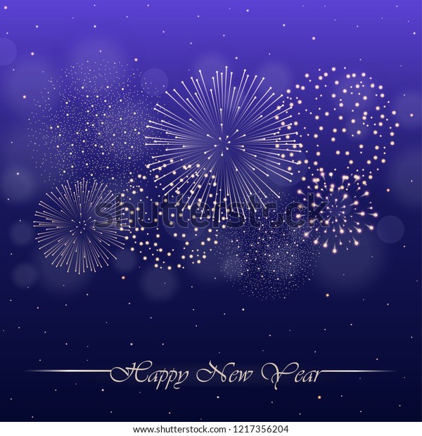 Firework Show On Violet Night Sky Stock Vector (Royalty Free ...