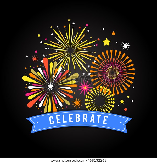 Fireworks Celebration Background Winner Victory Poster: เวกเตอร์สต็อก ...