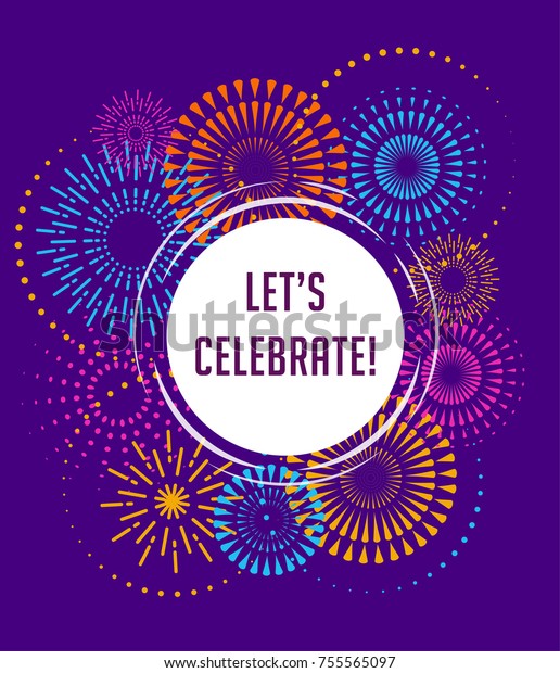 Fireworks Celebration Background Winner Victory Poster Stock Vector ...