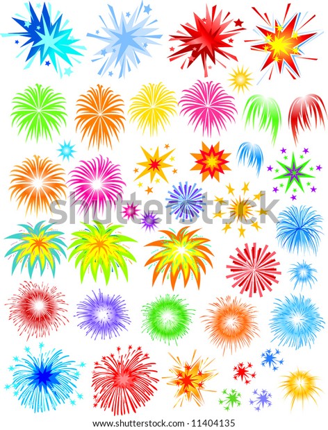 Fireworks Different Kinds Varieties Vector Illustration Stock Vector ...