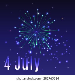 Fireworks Night Sky On Fourth July Stock Vector (Royalty Free ...