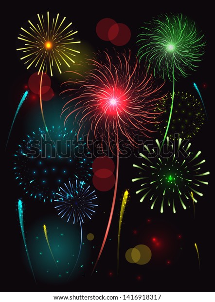 Fireworks Night Sky Vector Clipart Stock Vector (Royalty Free ...