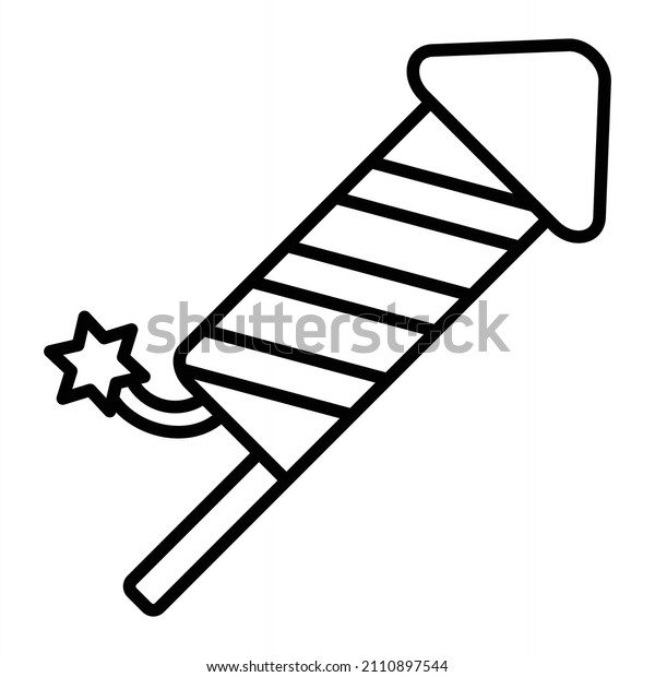 Fireworks Rocket Vector Outline Icon Isolated Stock Vector (Royalty ...