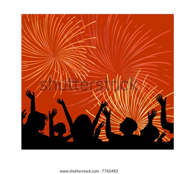 Fireworks Silhouette People People One Unit Stock Vector (Royalty Free ...