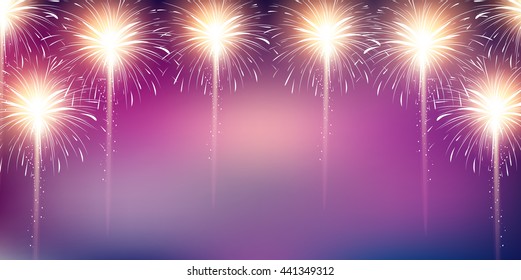 Fireworks Summer Landscape Background Stock Vector (Royalty Free ...