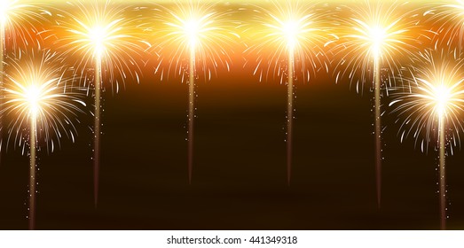 Fireworks Summer Landscape Background Stock Vector (Royalty Free ...