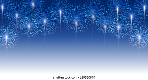 Fireworks Summer Landscape Background Stock Vector (Royalty Free ...