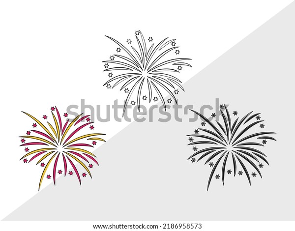 Fireworks Svg Printable Vector Illustration Stock Vector (Royalty Free ...