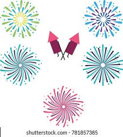 Fireworks White Background Stock Vector (Royalty Free) 781857385 ...