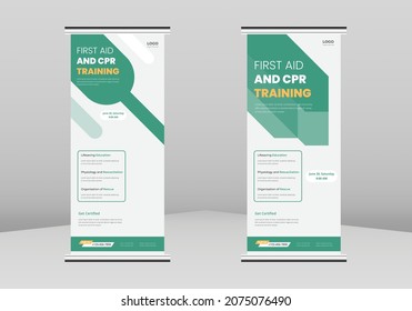 First Aid Cpr Training Roll Banner Stock Vector (Royalty Free ...