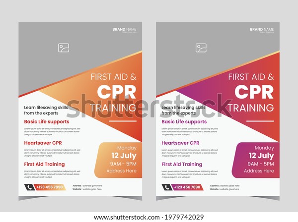 First Aid Crp Training Flyer Template Stock Vector (Royalty Free ...
