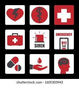 First Aid Emergency Icon Set Urgen Stock Vector (Royalty Free ...