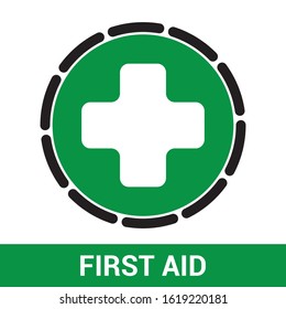 First Aid Green Round Informative Signage Stock Vector (Royalty Free ...