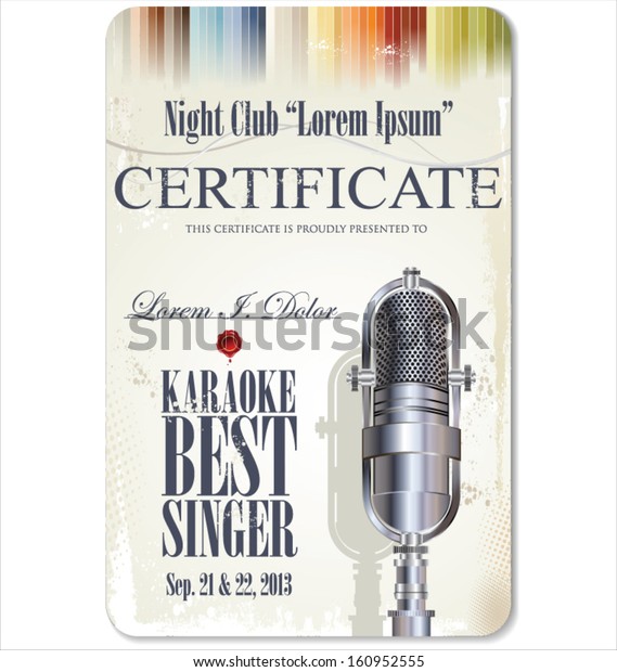 First Award Certificate Karaoke Template Stock Vector (Royalty Free ...