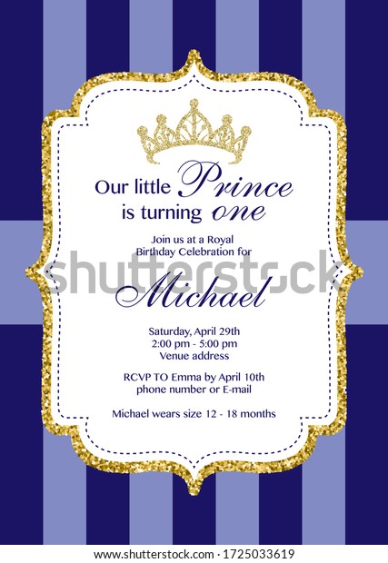 First Birthday Royal Celebration Printable Invitation Stock Vector ...