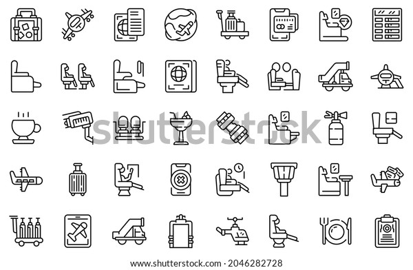 First Class Travel Icons Set Outline Stock Vector (Royalty Free ...
