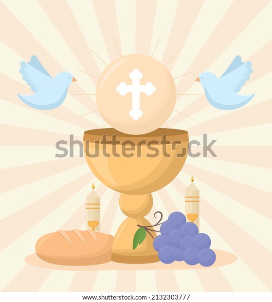 First Communion Items Card Doves Stock Vector (Royalty Free) 2132303777 ...
