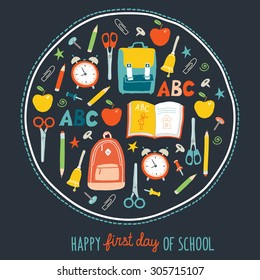 First Day School Background Card Concept Stock Vector (Royalty Free ...
