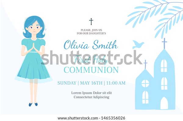 First Holy Communion Invitation Design Template Stock Vector (Royalty ...