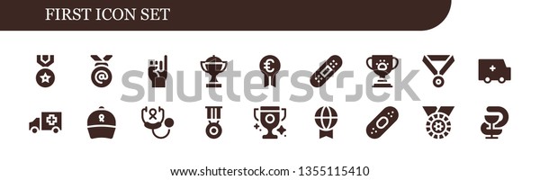 First Icon Set 18 Filled First Stock Vector (Royalty Free) 1355115410 ...