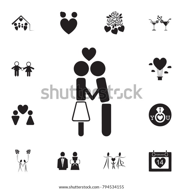 First Kiss Lovers Icon Set Valentines Stock Vector (Royalty Free ...