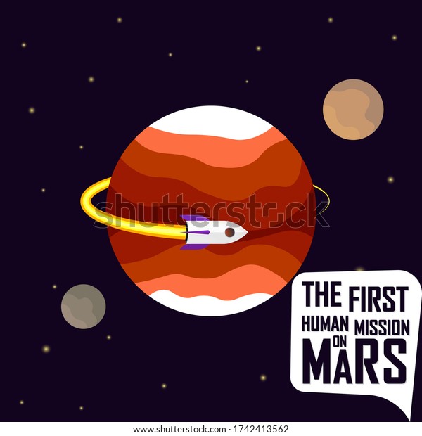 First Mission On Mars Poster Design Stock Vector (Royalty Free ...