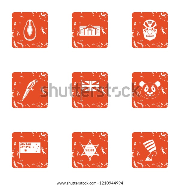 First Nation Icons Set Grunge Set Stock Vector (Royalty Free ...