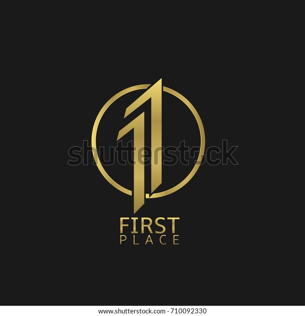 First Place Label Golden Number One Stock Vector (Royalty Free ...