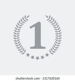 First Number Laurel Wreath Icon Black Stock Illustration 497085463