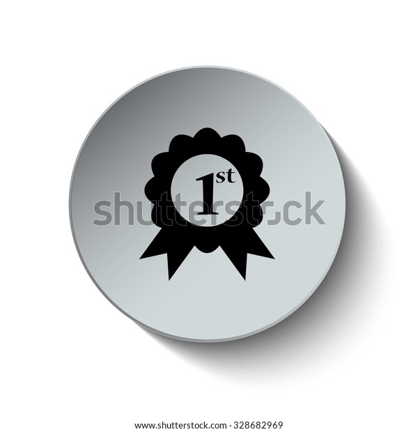 First Prize Badge Ribbon Rounded Button Stock Vector (Royalty Free ...
