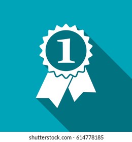 First Prize Badge Ribbons Vector Flat Stock Vector (Royalty Free) 614778185