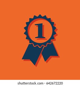 First Prize Badge Ribbons Vector Flat Stock Vector (Royalty Free) 642672220