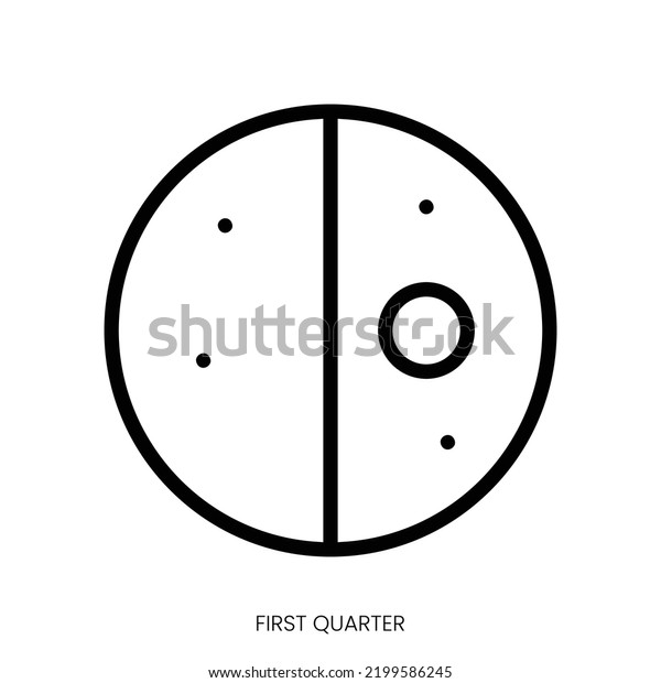 First Quarter Icon Line Art Style Stock Vector (Royalty Free ...