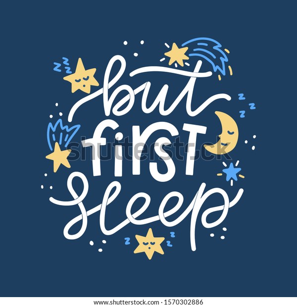 First Sleep Hand Drawn Lettering Phrase Stock Vector (Royalty Free ...