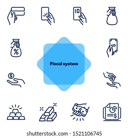 Fiscal System Line Icon Set Credit Stock Vector (Royalty Free ...