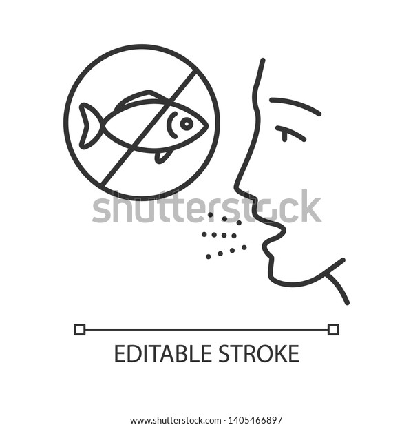 Fish Allergy Linear Icon Finned Fish Stock Vector (Royalty Free ...