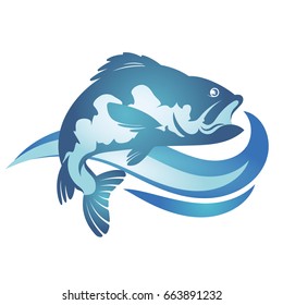 Fish Blue Wave Silhouette Stock Vector (Royalty Free) 663891232 ...