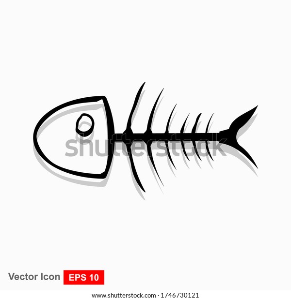 Fish Bone Cartoon Illustration Icon Character Stock Vector (Royalty ...