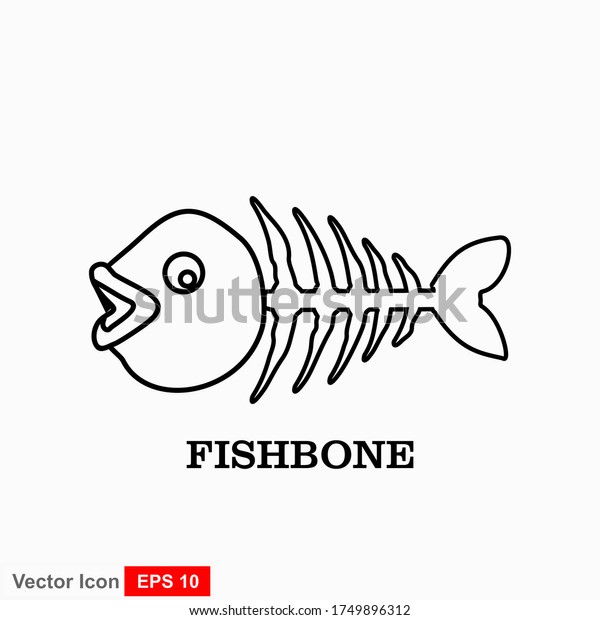 Fish Bone Cartoon Illustration Icon Character Stock Vector (Royalty ...