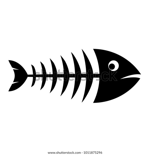 Fish Bones Black Silhouette Vector Illustration Stock-vektor ...
