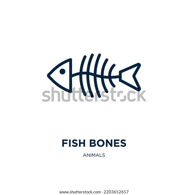 Fish Bones Icon Animals Collection Thin Stock Vector (Royalty Free ...