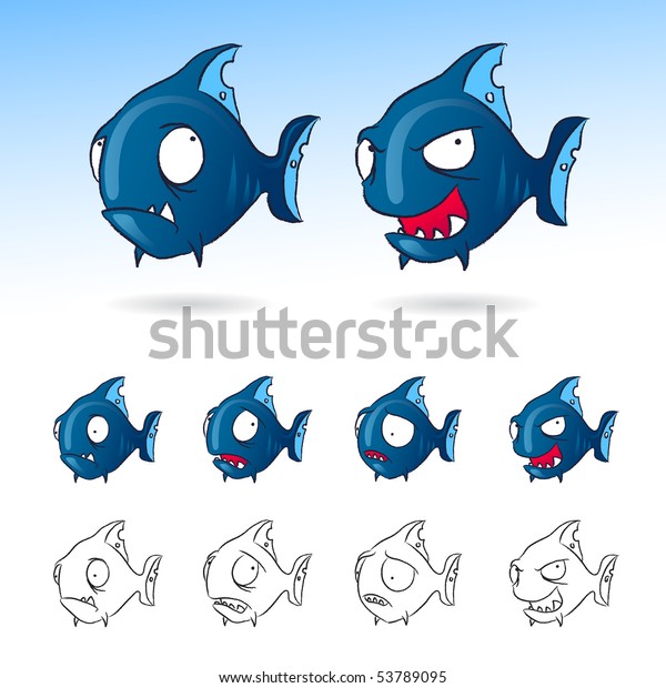 Fish Cartoon Character Emotions Sets Stock Vector (Royalty Free) 53789095