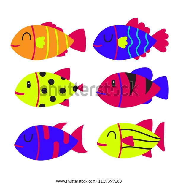 Fish Character Collection Design 스톡 벡터(로열티 프리) 1119399188 | Shutterstock