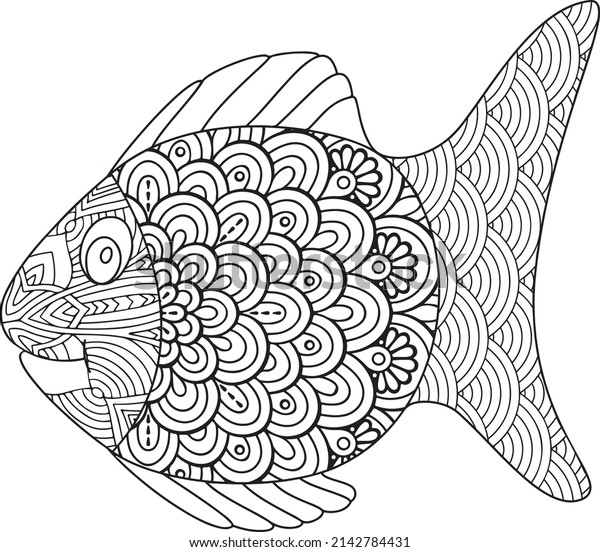 Fish Coloring Page Hand Drawing Fish Stock Vector (Royalty Free ...
