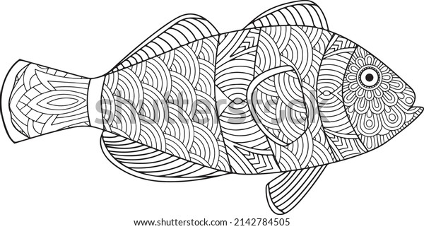 Fish Coloring Page Hand Drawing Fish Stock Vector (Royalty Free ...