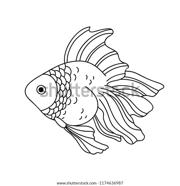 「Fish Contour Drawing Coloring Page」のベクター画像素材（ロイヤリティフリー） 1174636987 ...